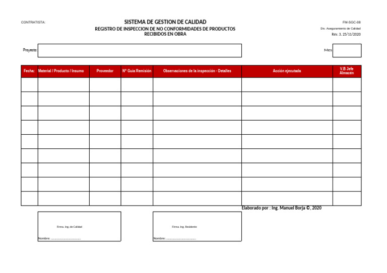 Formato FM-SGI-800-03 - Registro de Inspeccion de Productos | PDF