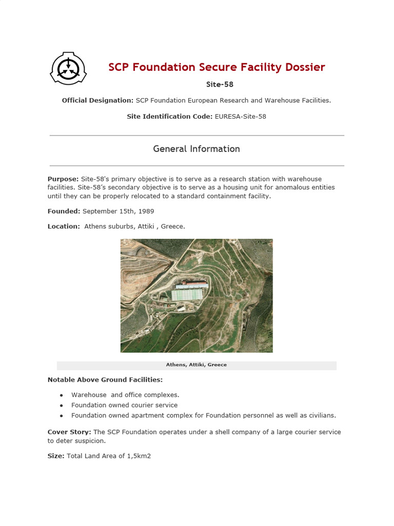 SCP Site-58 Facility Overview | PDF