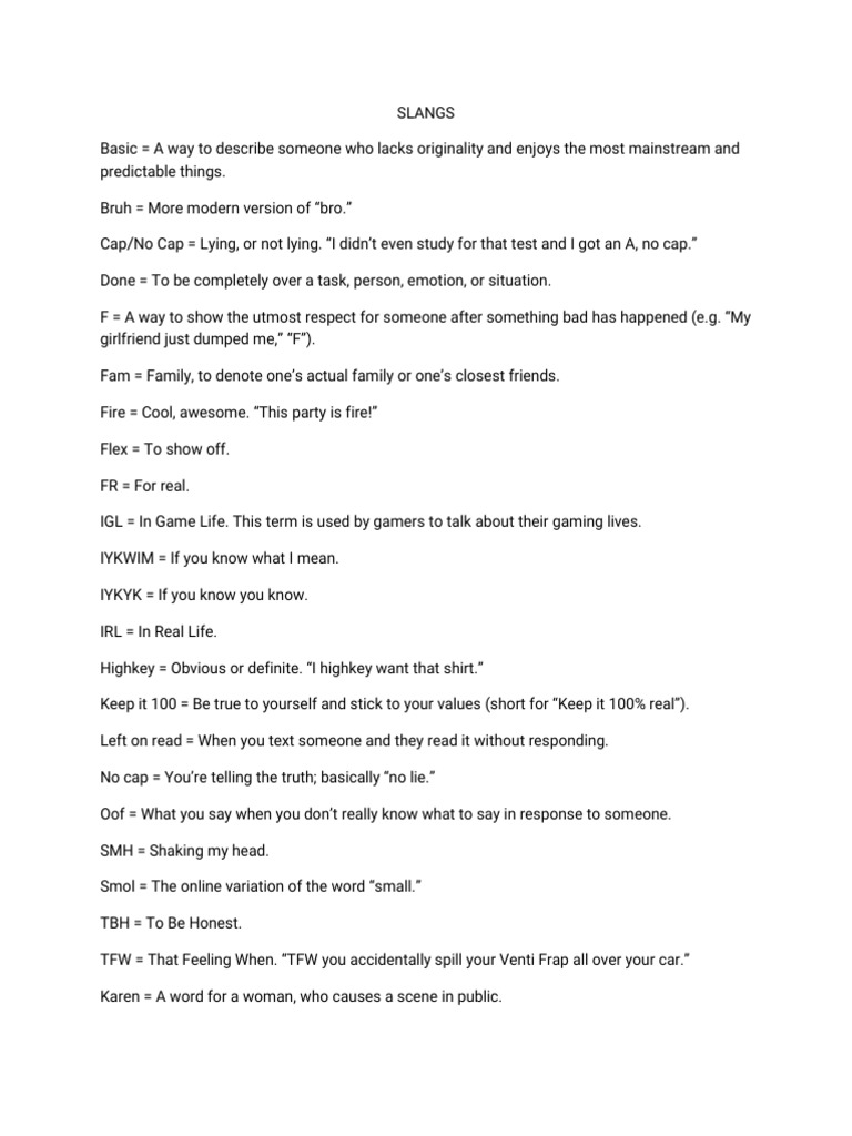 SLANGS | PDF