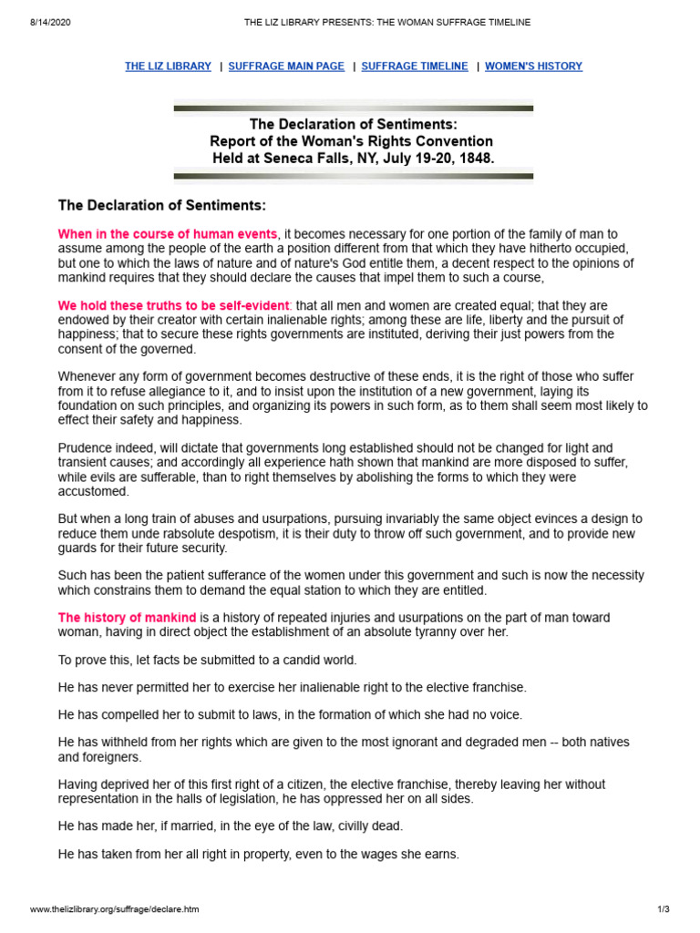 Declaration of Sentiments | PDF