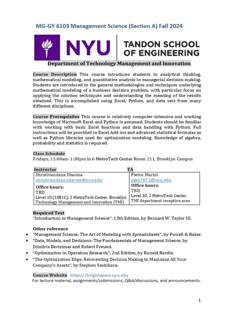 Fall 2024 MS Syllabus | PDF
