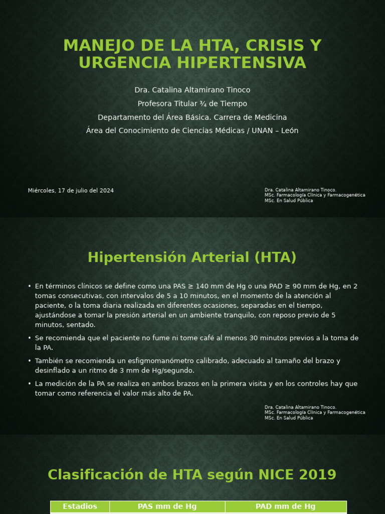 3 Manejo de La HTA y Urgencia 17072024 | PDF