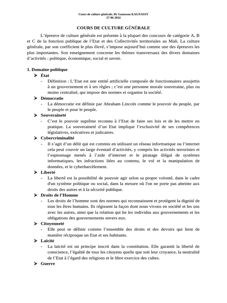 Culture Générale | PDF