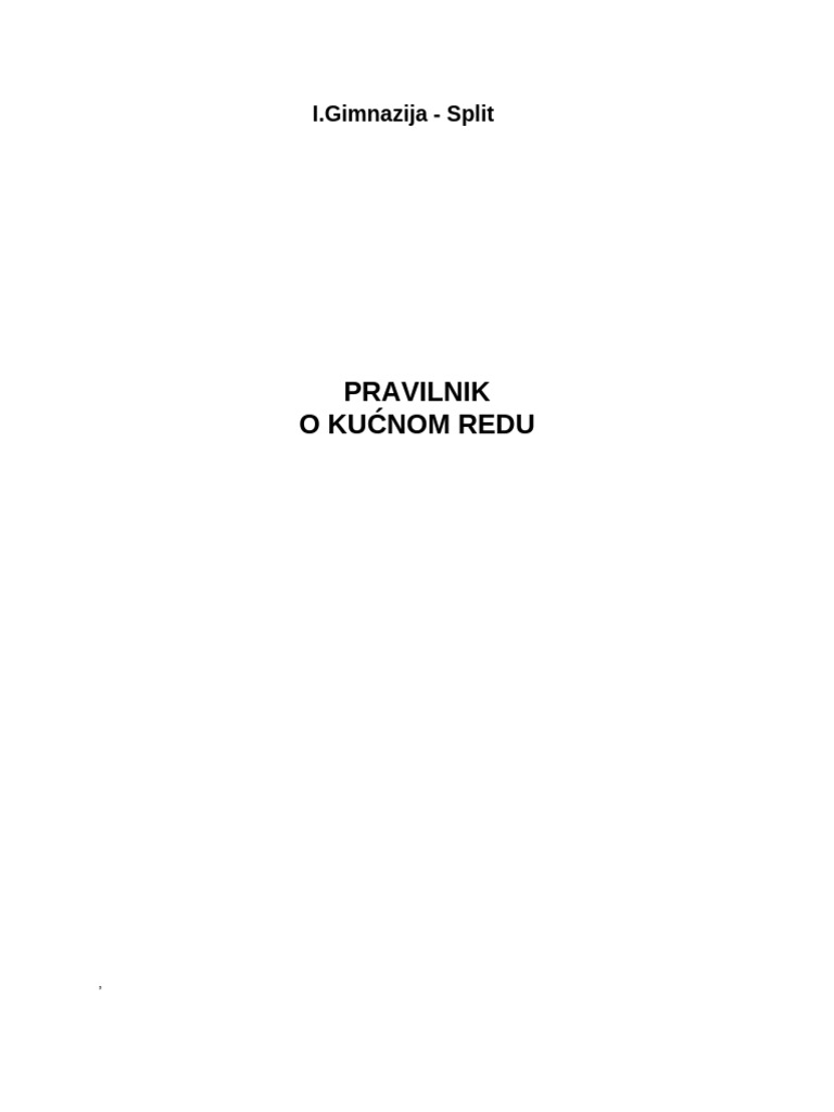 Pravilnik o Kućnom Redu | PDF