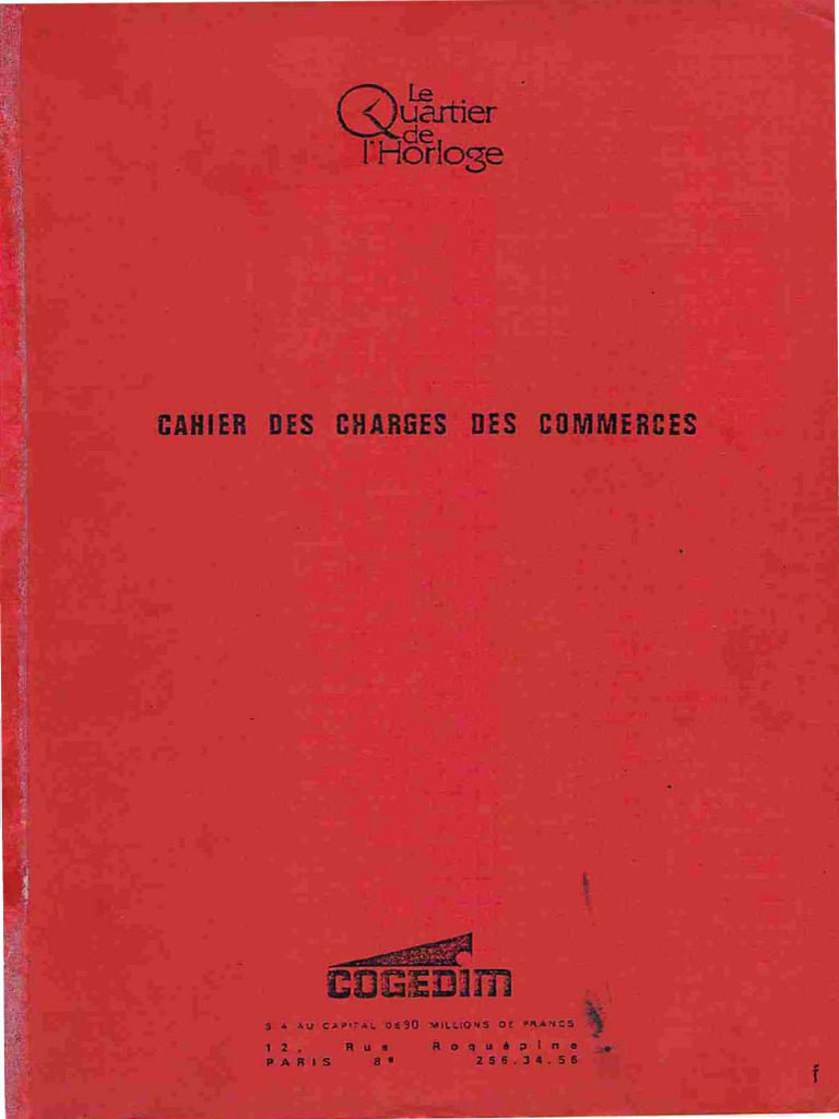 Cahier Des Charges Des Commerces SOCOPAR | PDF