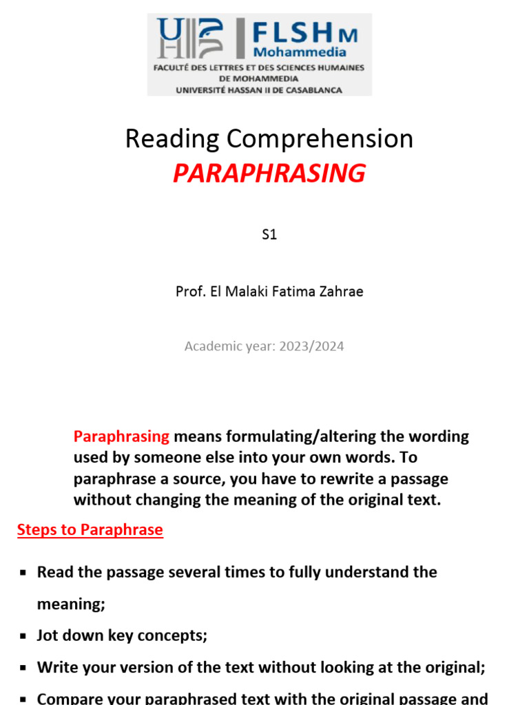 Paraphrasing | PDF
