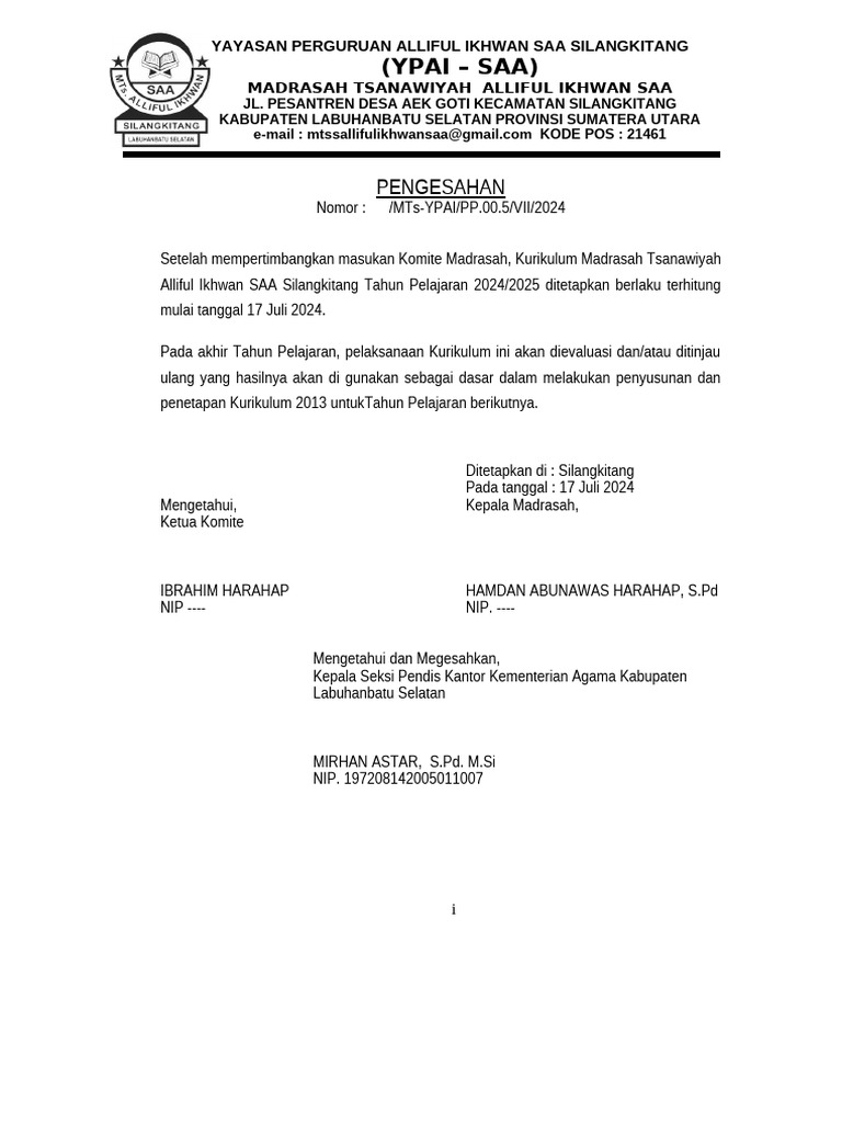 Lampiran Dokumen 1 KTSP MTs | PDF