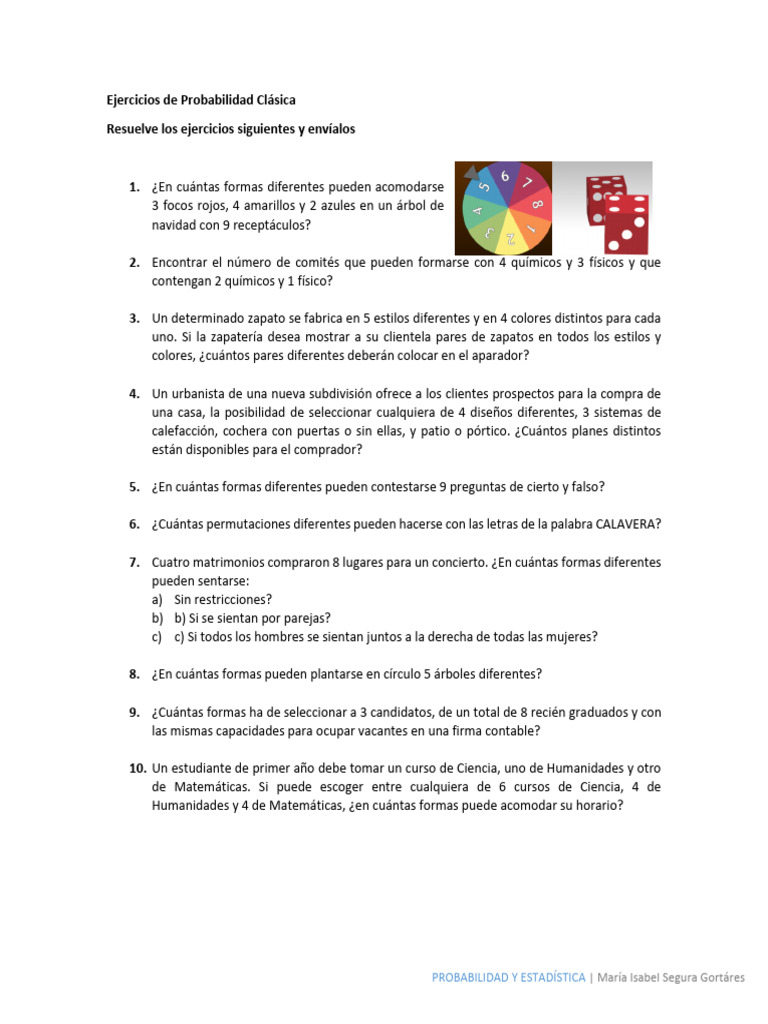 Ejercicios de probabilidad clasica | PDF