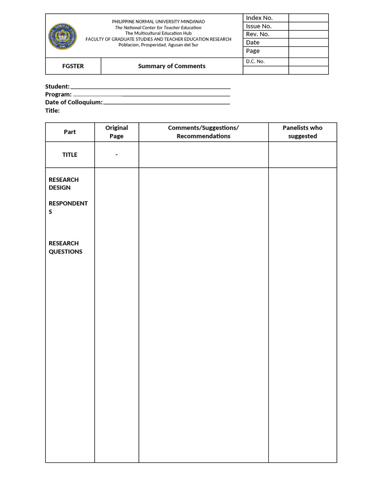 PNU Mindanao Graduate Research Feedback | PDF | Teaching | Career & Growth