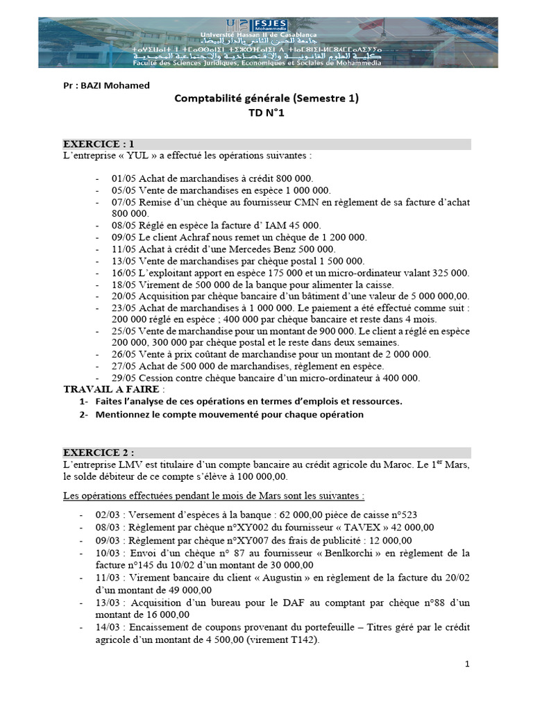 TD1 Compta Générale | PDF
