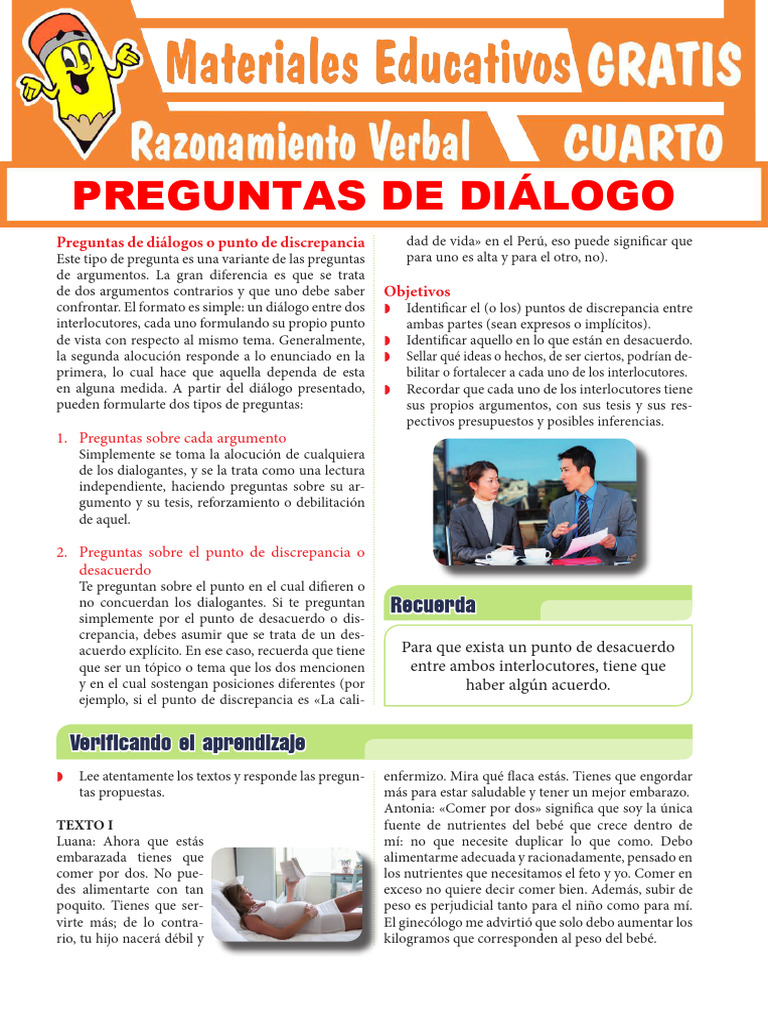 Preguntas de Diálogo para Cuarto Grado de Secundaria | PDF
