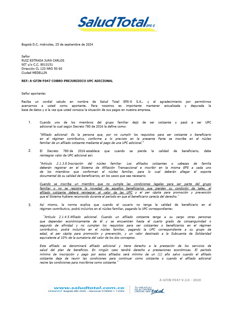 Ref: A-Gfin-F047 Cobro Prejuridico Upc Adicional | PDF