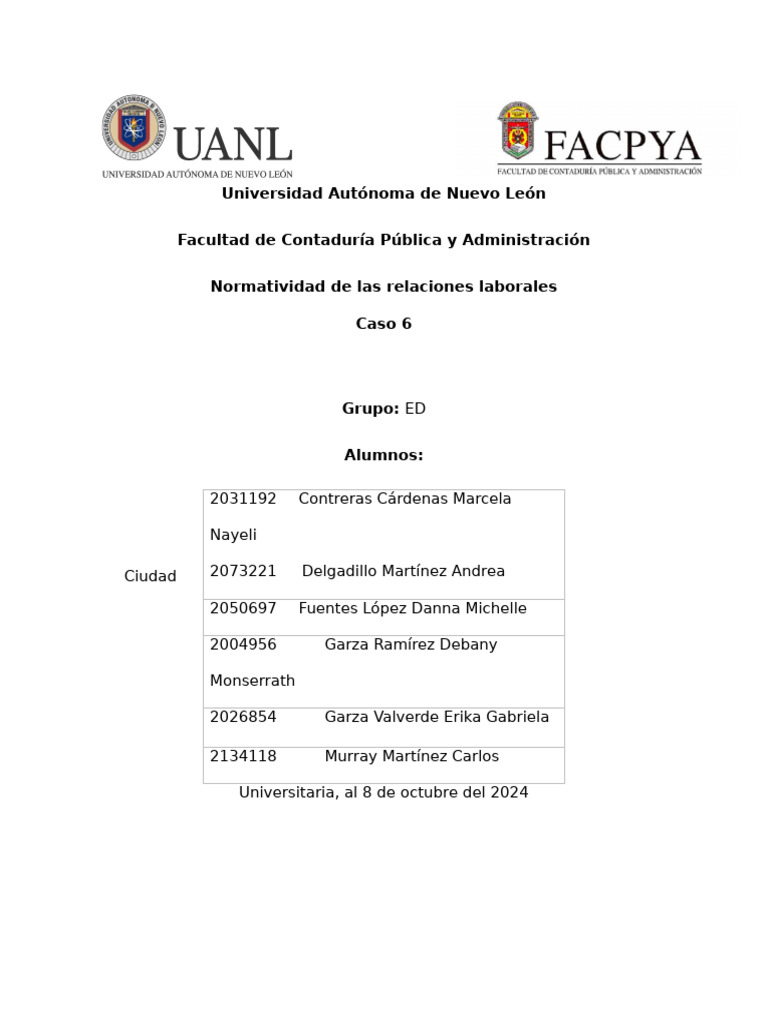 Caso 6 - Equipo 6 | PDF