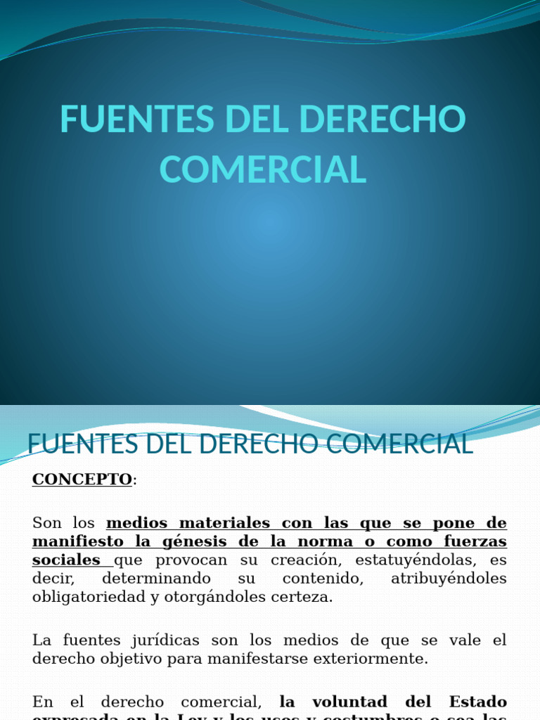 Fuentes Del Derecho Comercial Diapositiva | PDF