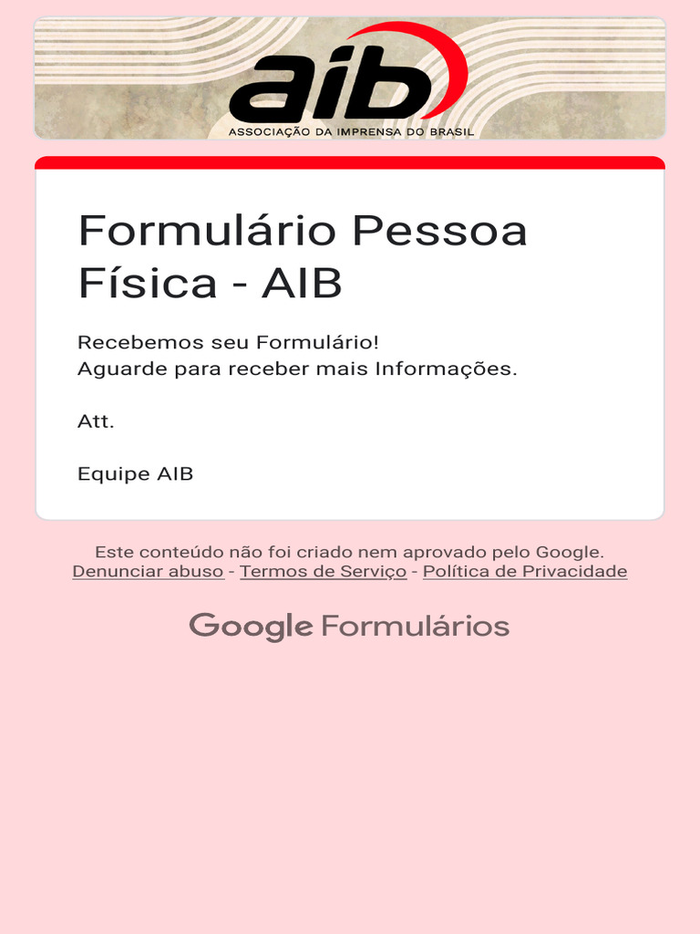 Formulário Pessoa Física - AIB | PDF