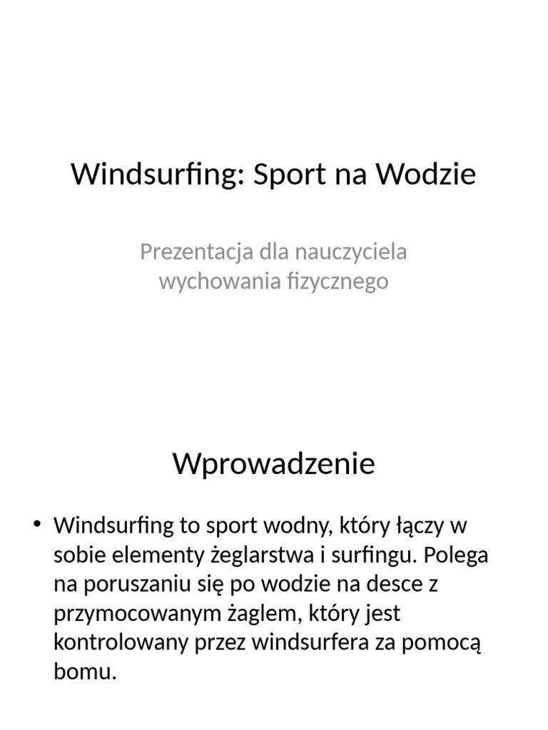 Windsurfing Prezentacja Ulepszona | PDF