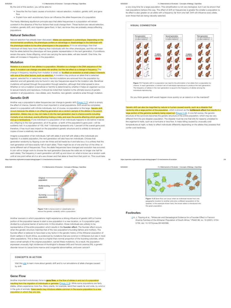 11.2 Mechanisms of Evolution - Concepts of Biology - OpenStax | PDF