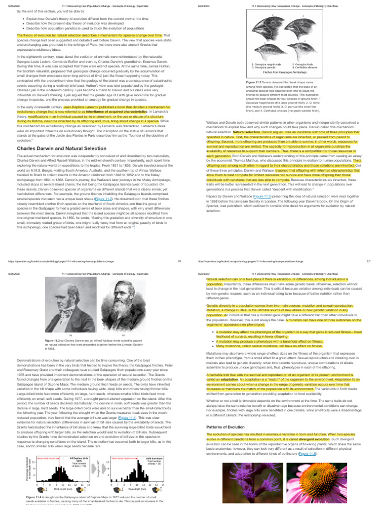 11.1 Discovering How Populations Change - Concepts of Biology - OpenStax | PDF