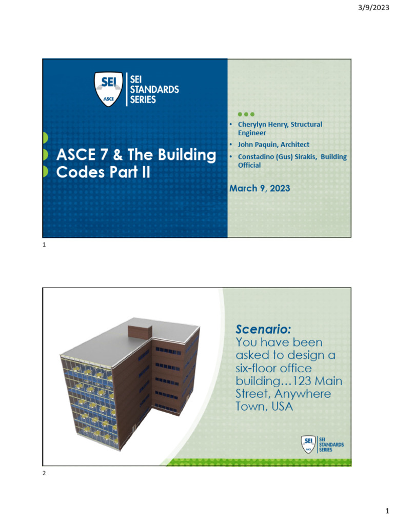SEI Standards Series - ASCE 7 and The BLDG Codes Part II Handout ...