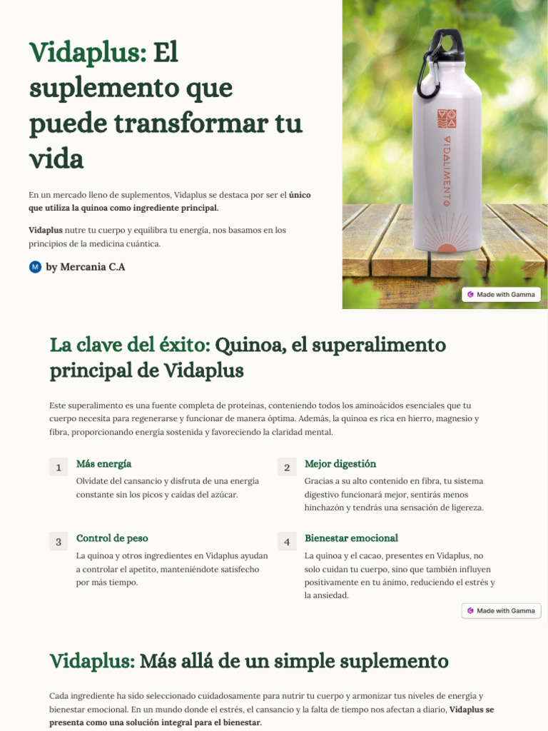 Vidaplus El Suplemento Que Puede Transformar Tu Vida | PDF