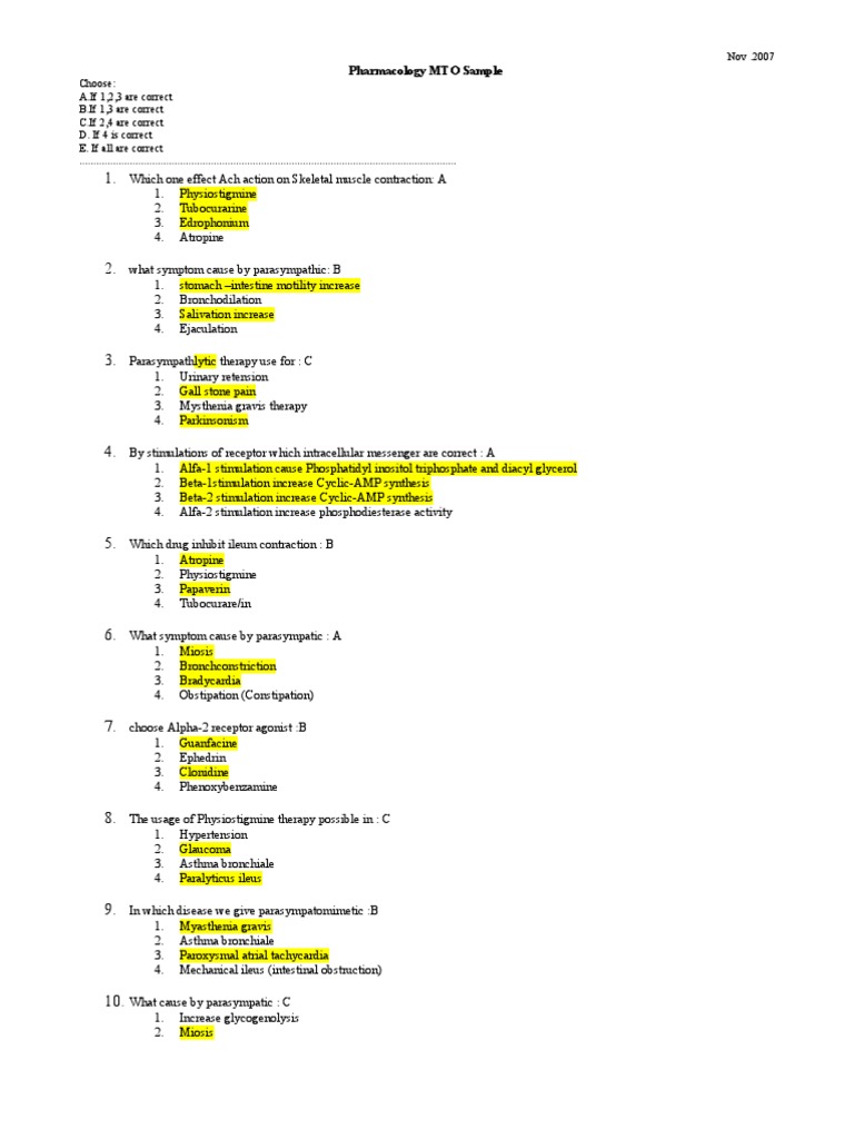 MTO Sample 2007 | PDF | Acetylcholine | Epinephrine