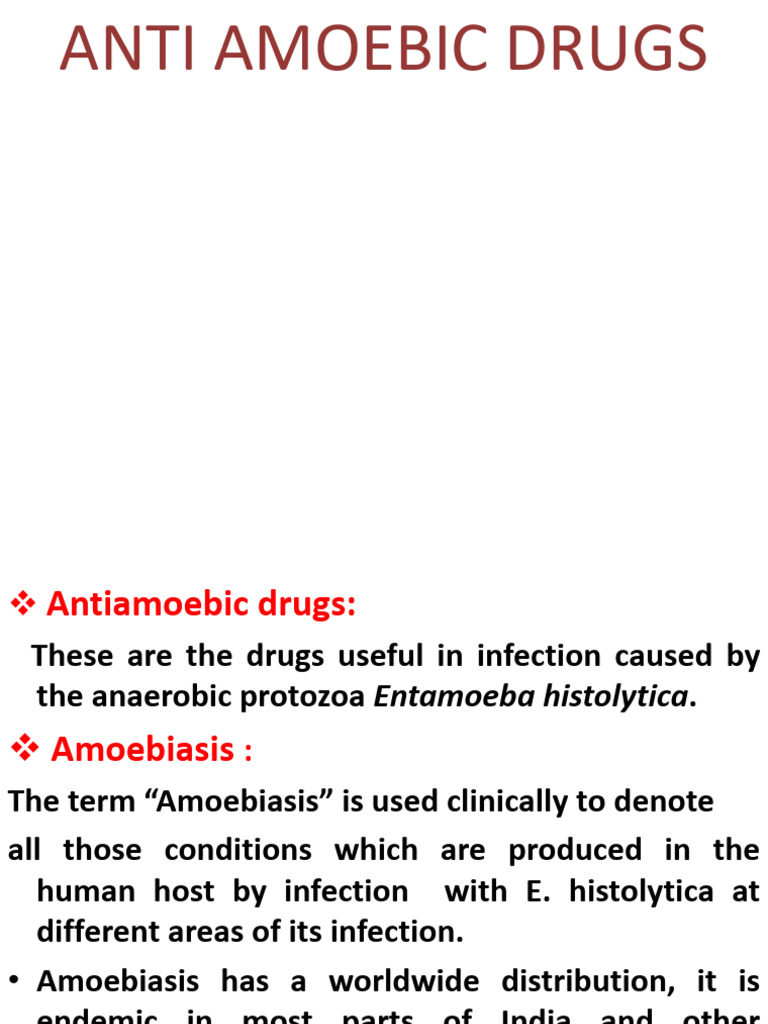 Antiamoebic and Anthelmintic Drugs Overview | PDF | Diseases And Disorders | Medical Specialties
