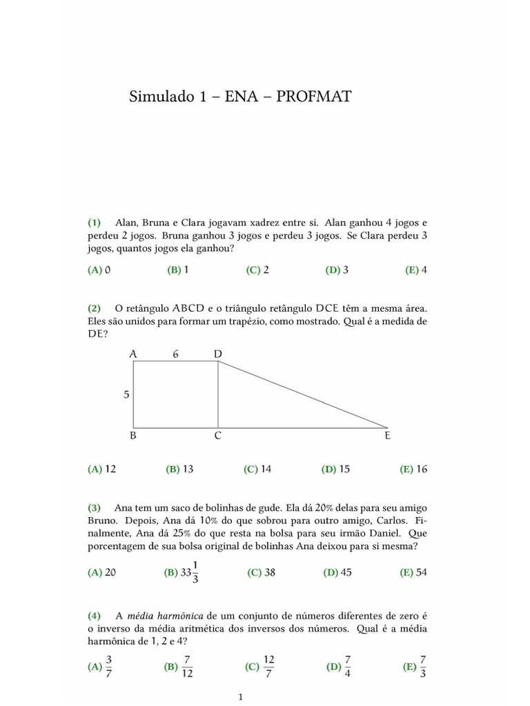 Simulado 1 ENA Pronto | PDF