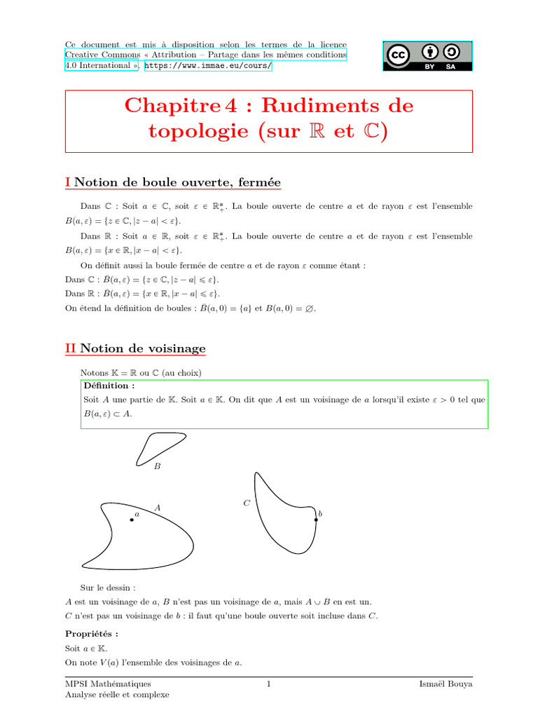 Rudiments de Topologie (Sur R Et C) | PDF