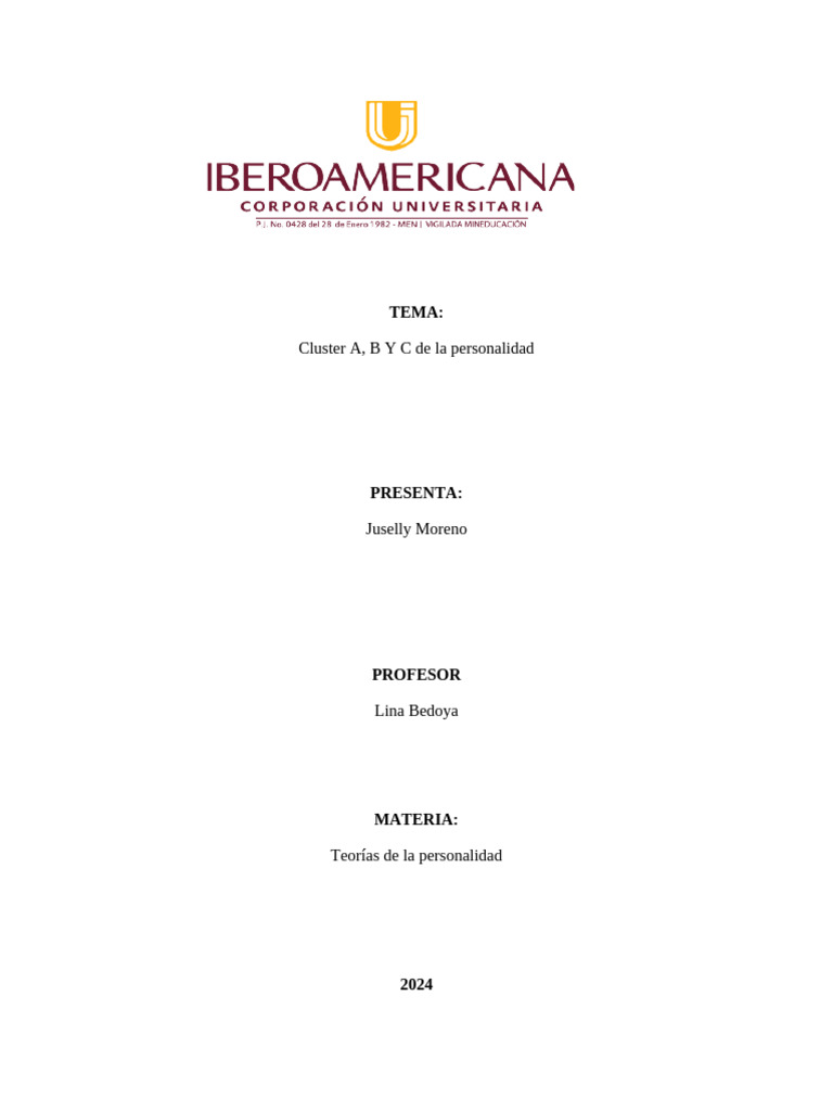 Cluster A, B y C Personalidad | PDF