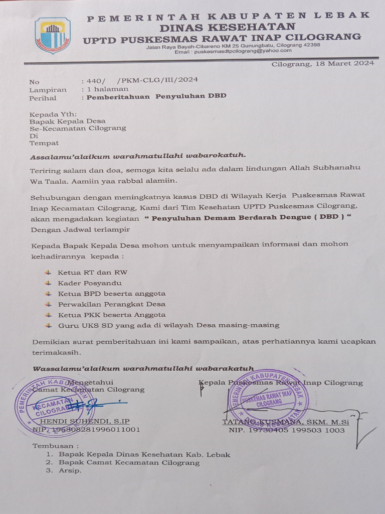Surat Penyuluhan DBD | PDF