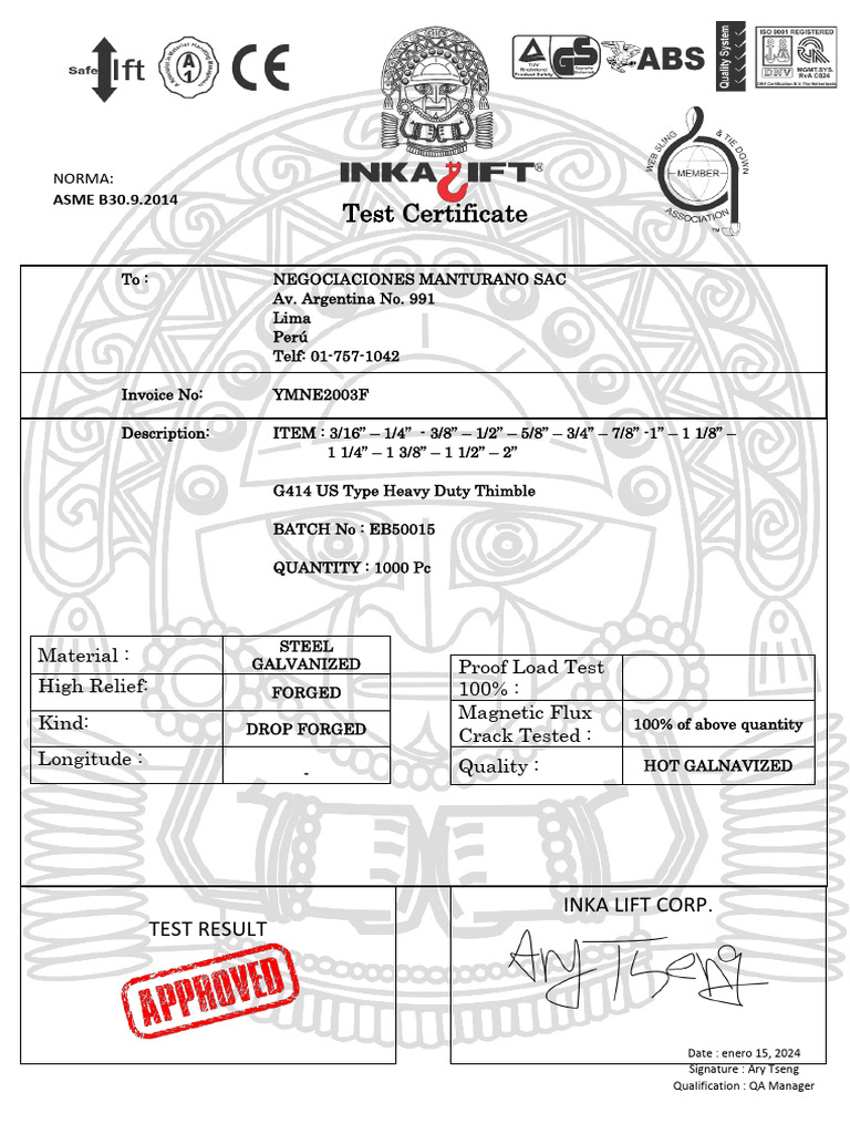 CERTIFICADO GUARDACABLE FORGED | PDF