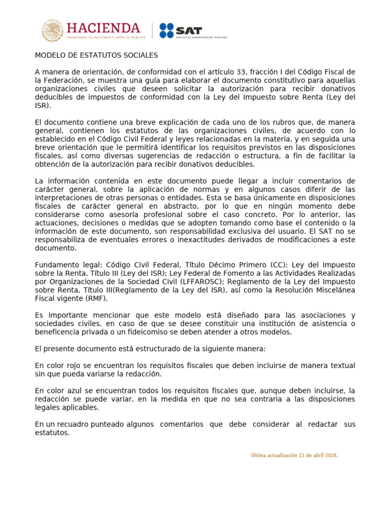 Modelo de Estatutos Sociales | PDF