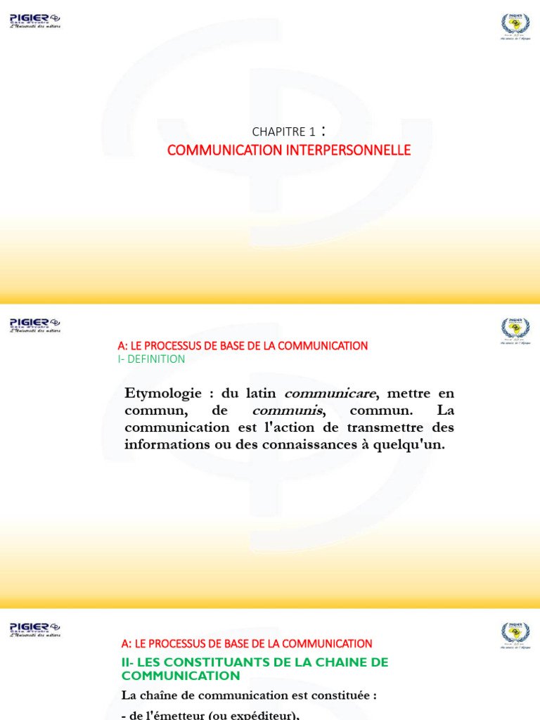 Chapitre 1 Communication Interpersonnelle | PDF