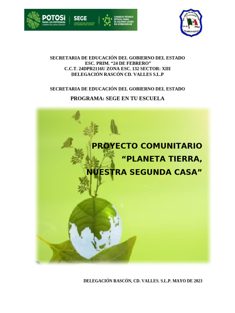 2116u. Sege en Tu Escuela - Codiseño. Proyecto Comunitario | PDF