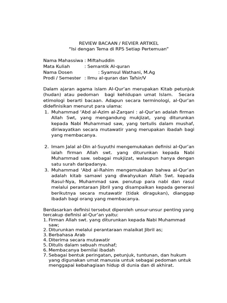 Format Tugas Review Bacaan 2 Semantik | PDF