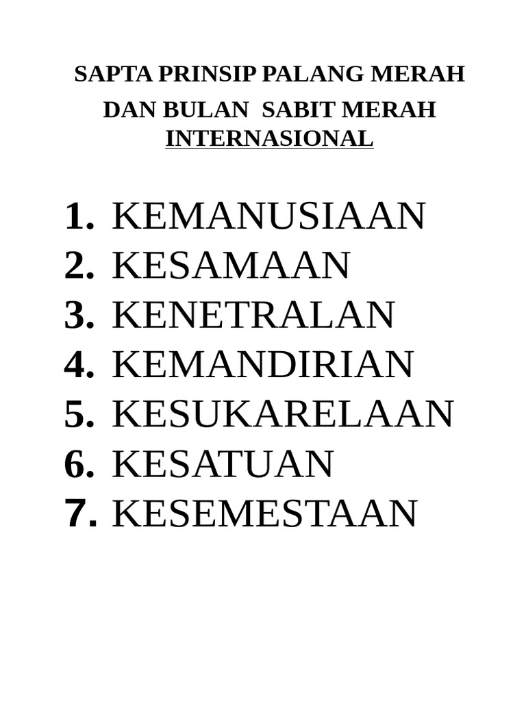 Sapta Prinsip Palang Merah | PDF