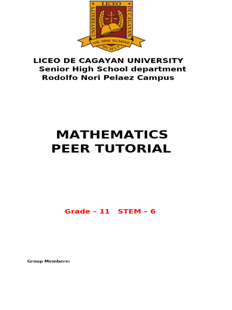Math Peer Tutorial | PDF