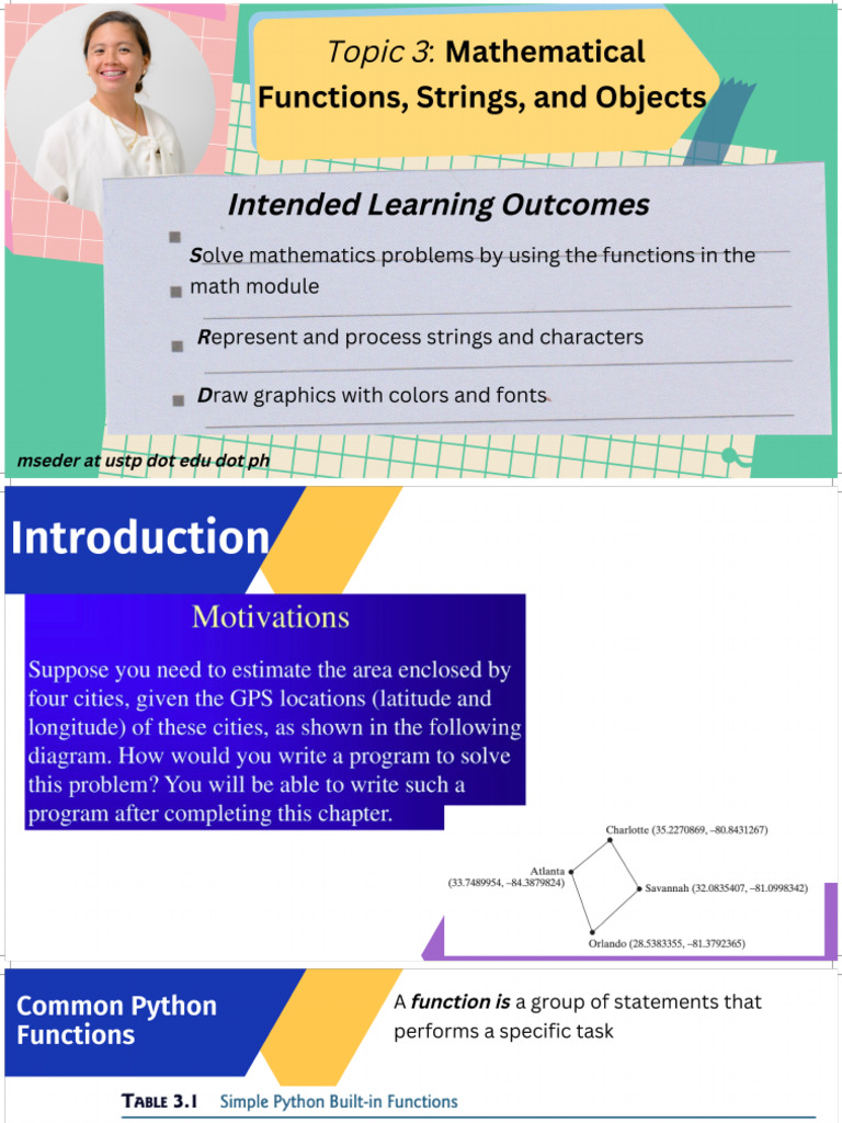 Module 3 - Mathematical Functions, Strings, and Objects | PDF