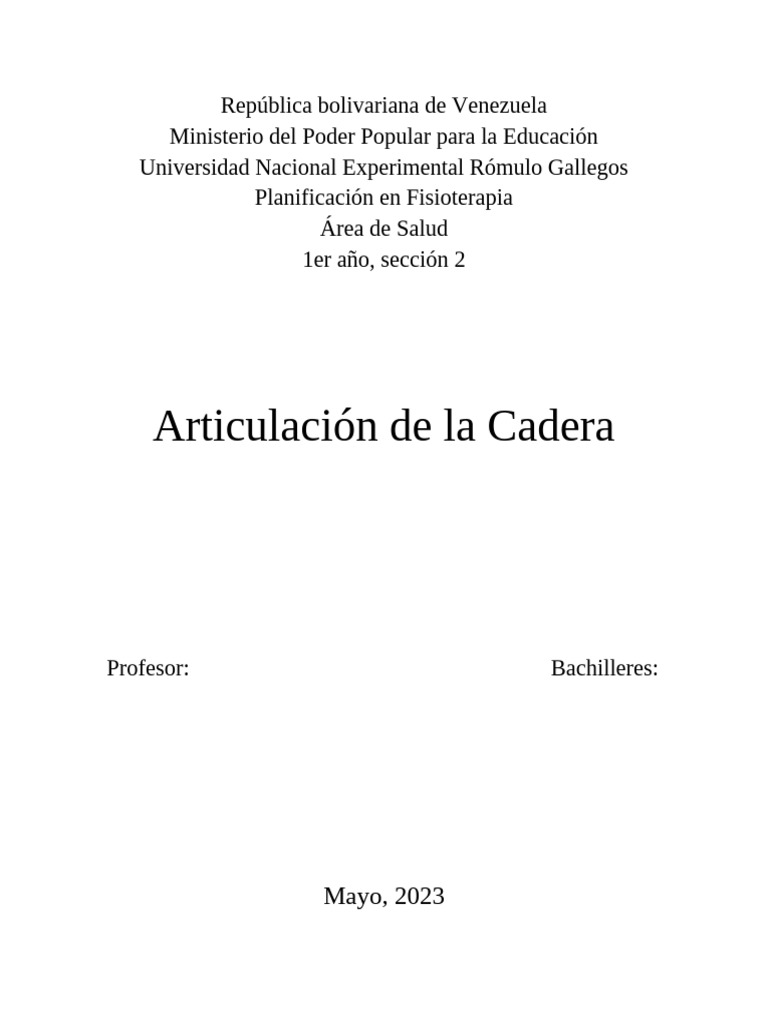 Articulación de La Cadera | PDF