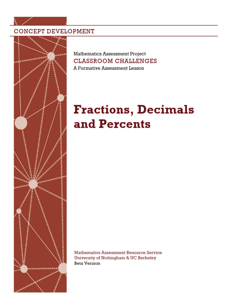 l108 Fractions Decimals and Percents | PDF | Decimal | Cognition