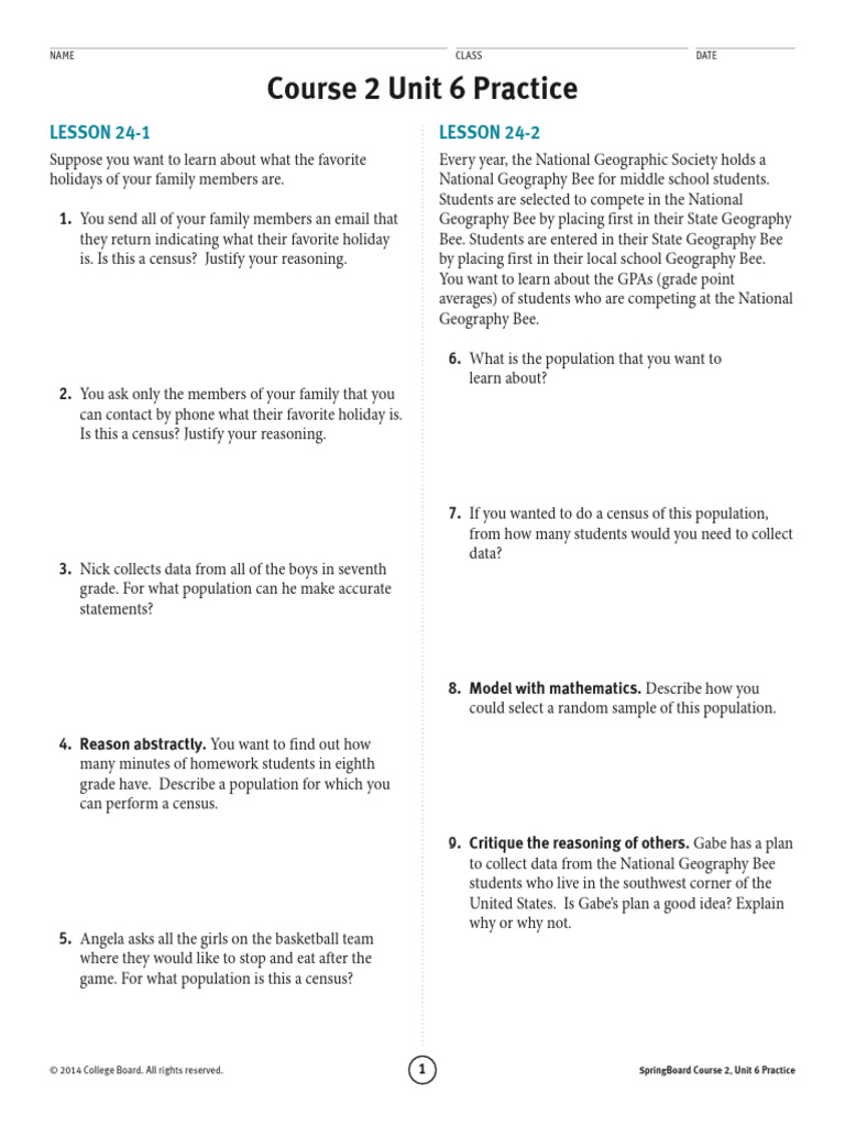 Course 2 Unit 6 | PDF