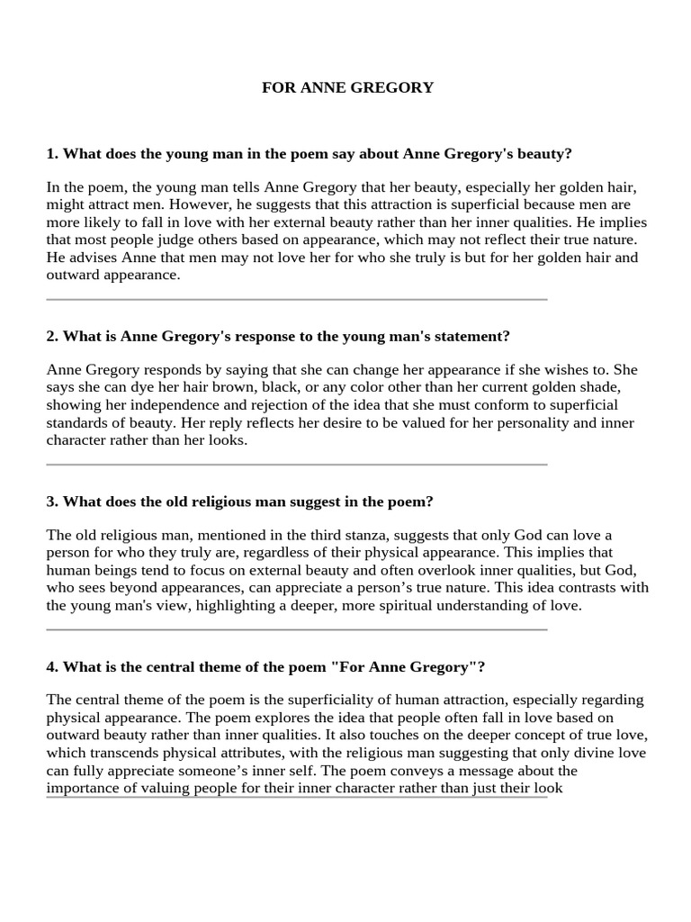 For Anne Gregory | PDF