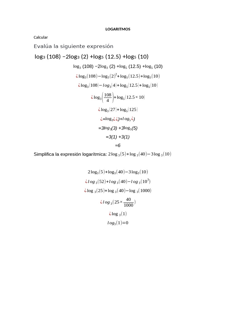 Ejercicios de Logaritmo-1 | PDF