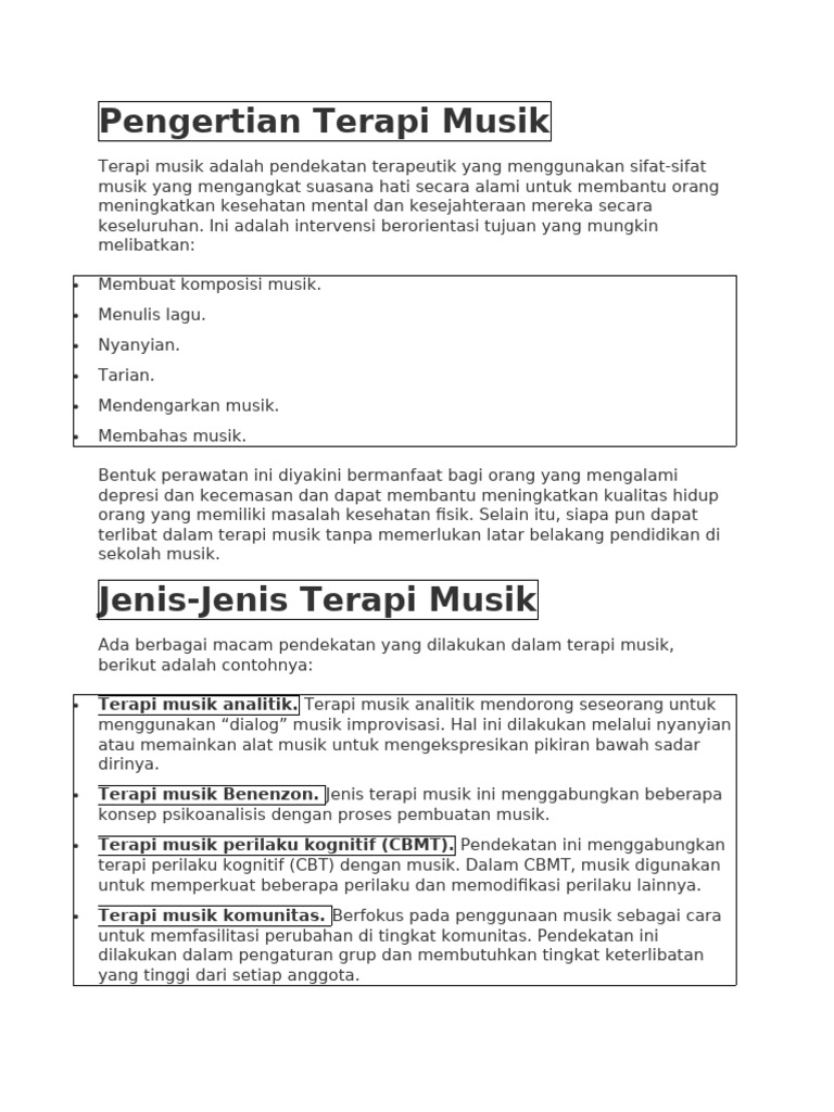 Pengertian Terapi Musik | PDF