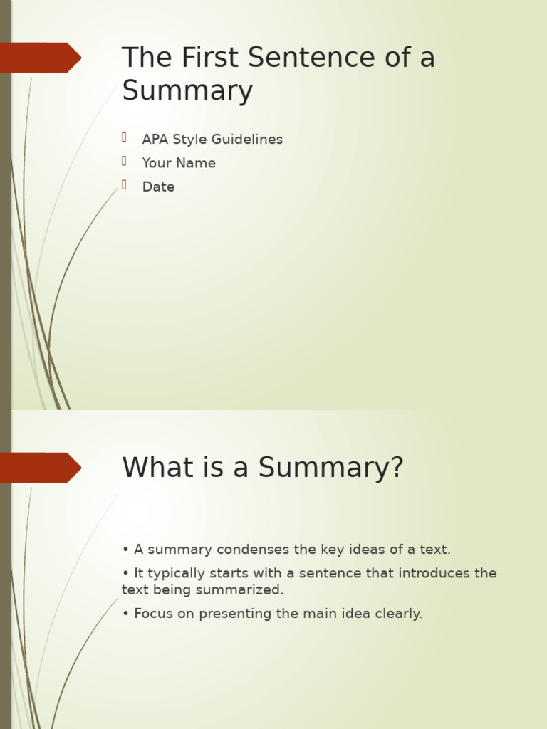 First Sentence of A Summary | PDF