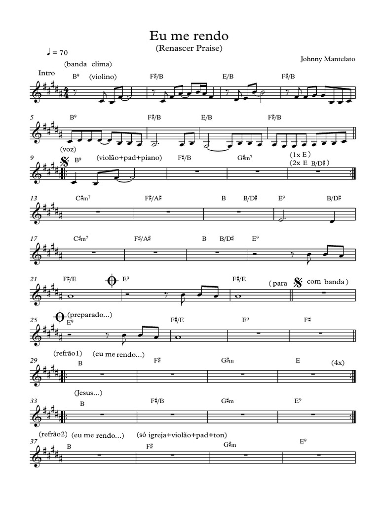 Eu Me Rendo - Partitura Completa | PDF