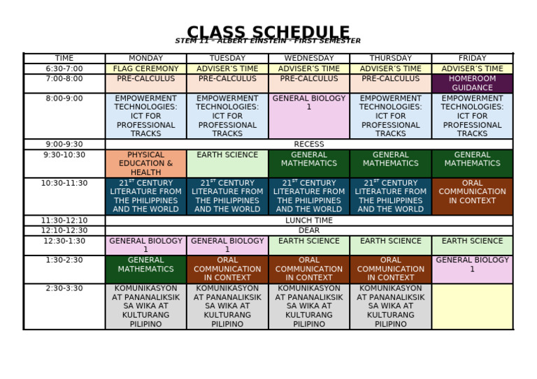 Class Schedule | PDF