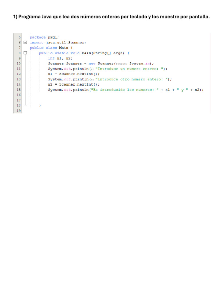 Programa Java Que Lea Dos Números Enteros | PDF