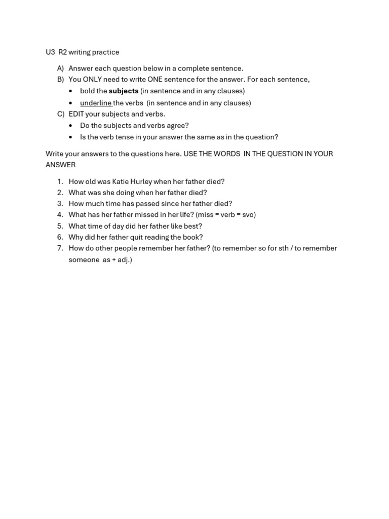 U3 Writing Pratice | PDF