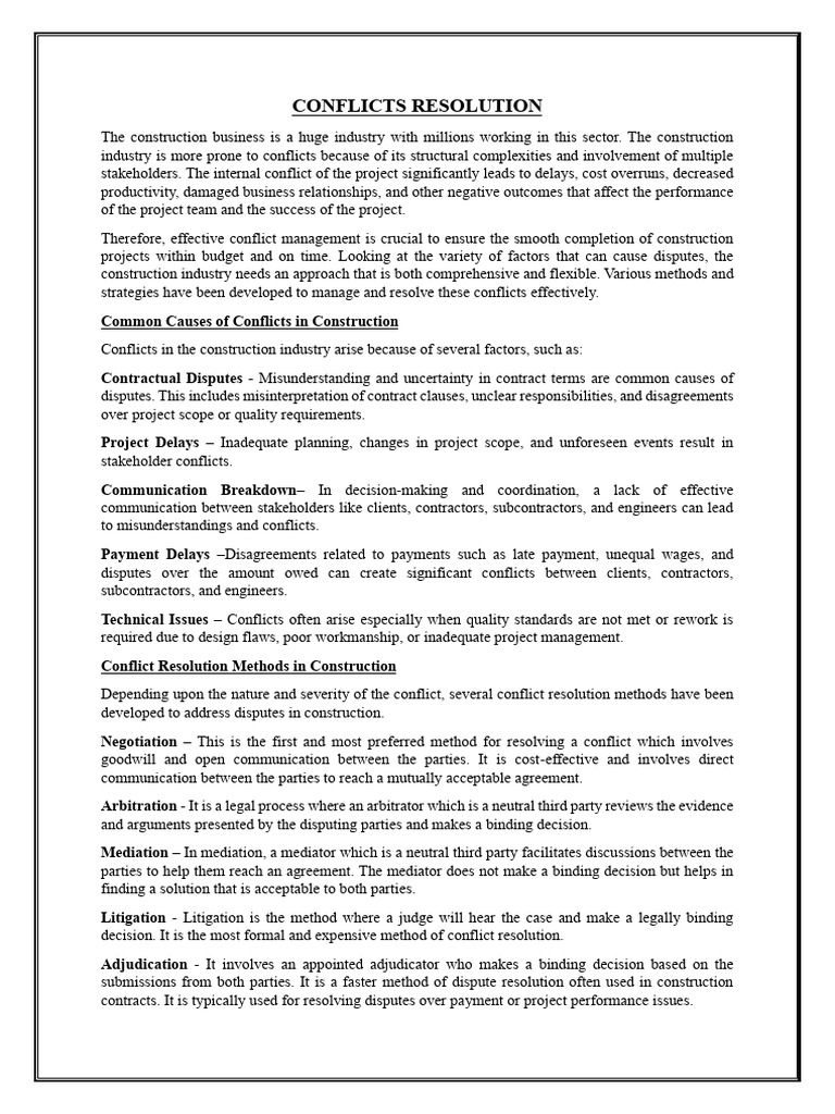 Conflict Resolution | PDF